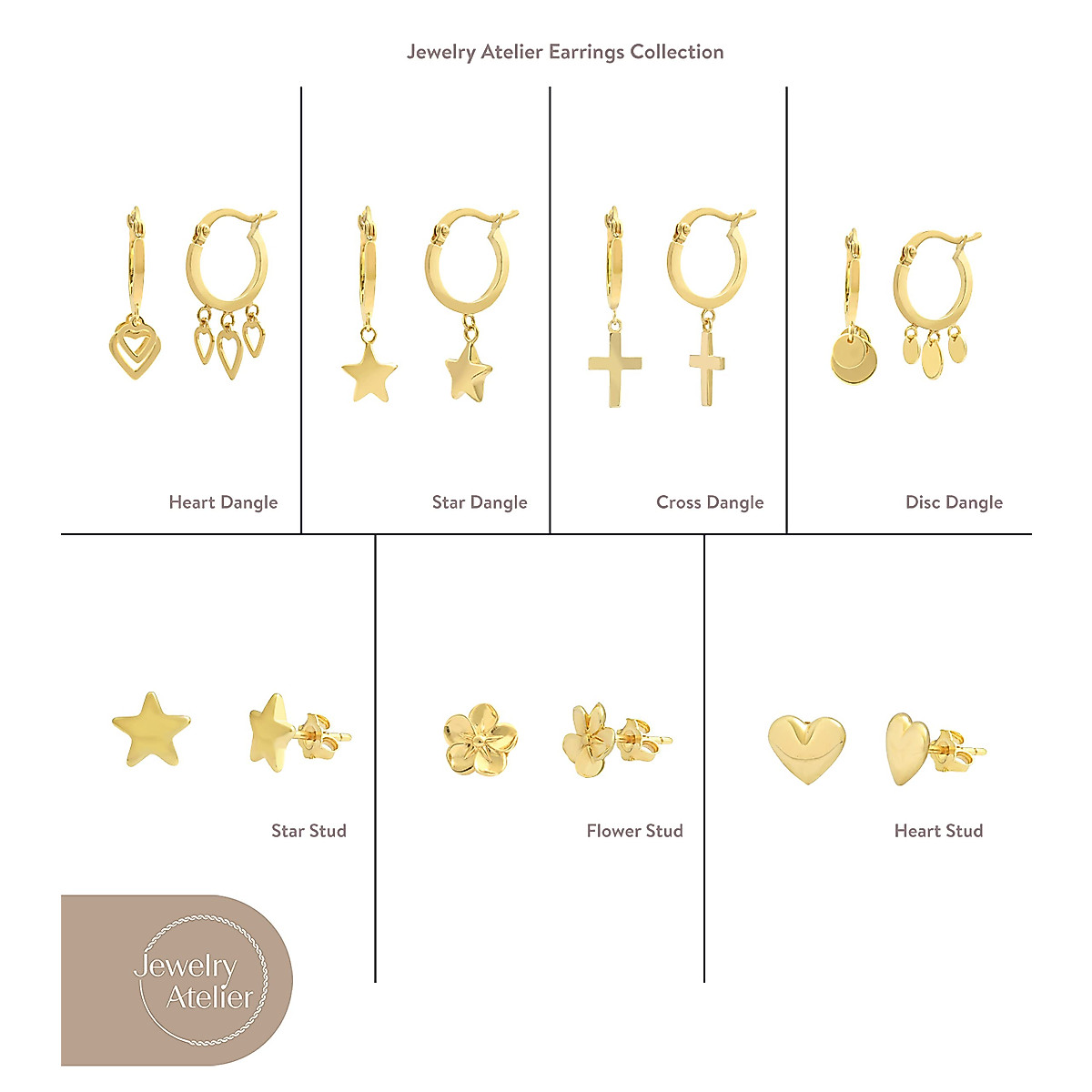 Jewelry Atelier Gold Filled Stud & Dangle Earrings Collection - 14K Solid Yellow Gold Filled Stylish Earrings for Women with Different Occasions & Styles