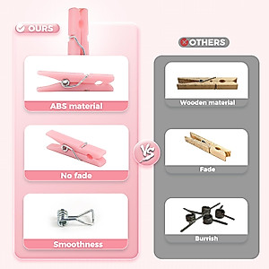 100PCS Baby Shower Clothespins Games Girl Plastic Clothes Pin with Waterproof Bag Mini Pink Pin Bulk 1.37 inch for Party Decorations, DIY Crafts
