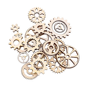 LIOOBO Unfinished Gear Craft 100pcs DIY Wooden Gear DIY Gear Lightweight Plain Wood Ornaments Wooden Gear for Crafts Kids Christmas Clothing DIY Wooden Slices