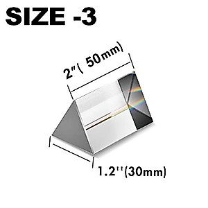 Young4us 3 Pack Crystal Optical Glass in 3 Sizes, Triangular Prism for Photography, Kids, Science, Teaching Light Spectrum, Physics and Taking Photos (Set of 3, 6 in 4 in 2 in, 150 mm 100 mm 50 mm)