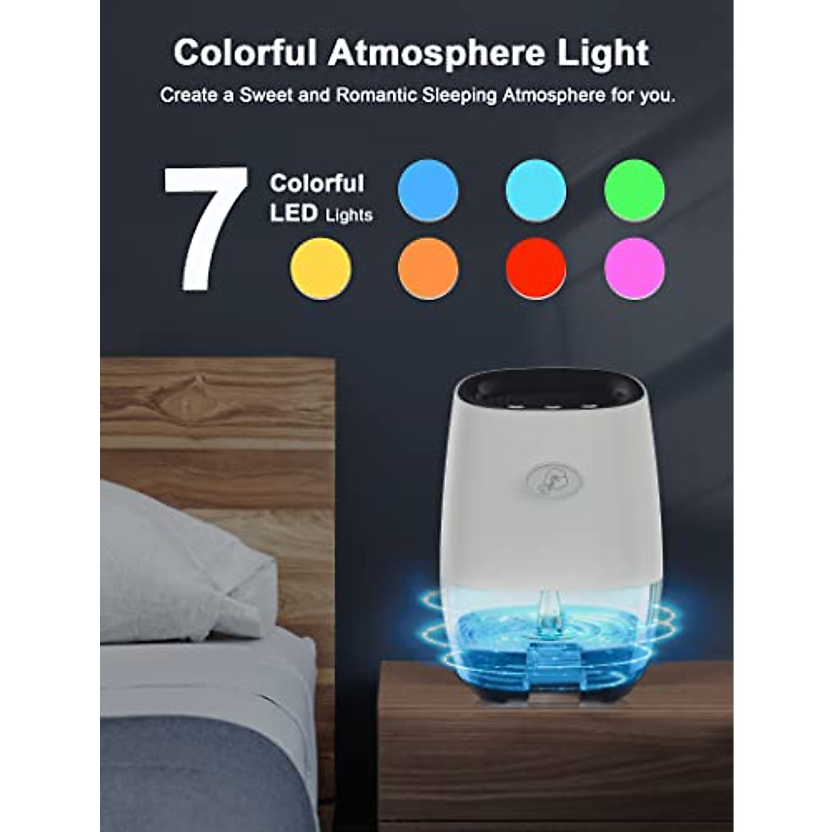 Dehumidifiers:Portable Dehumidifier for Home, Bedroom, Bathroom 35OZ Small Dehumidifiers Mini dehumidifier with Auto Shut-off, 7 Colors Night Lights, Ultra Quiet for Closet RV Office
