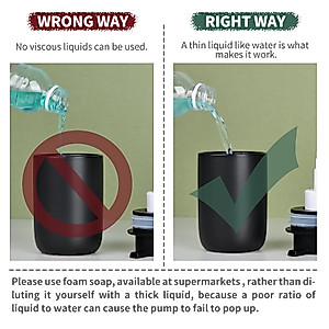 BosilunLife Foaming Soap Dispenser Set - Black Ceramic Foam Hand Soap Dispenser 12oz Set with Rust Proof Pump, 4Pcs Clear Stickers for Kitchen, Bathroom - 2 Pack