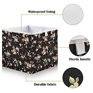 Kigai Storage Basket Floral Foldable Storage Bin 11 X 11 X 11 Inches Cube Storage Baskets Box for Shelves Closet Laundry Nursery Bedroom Home Decor