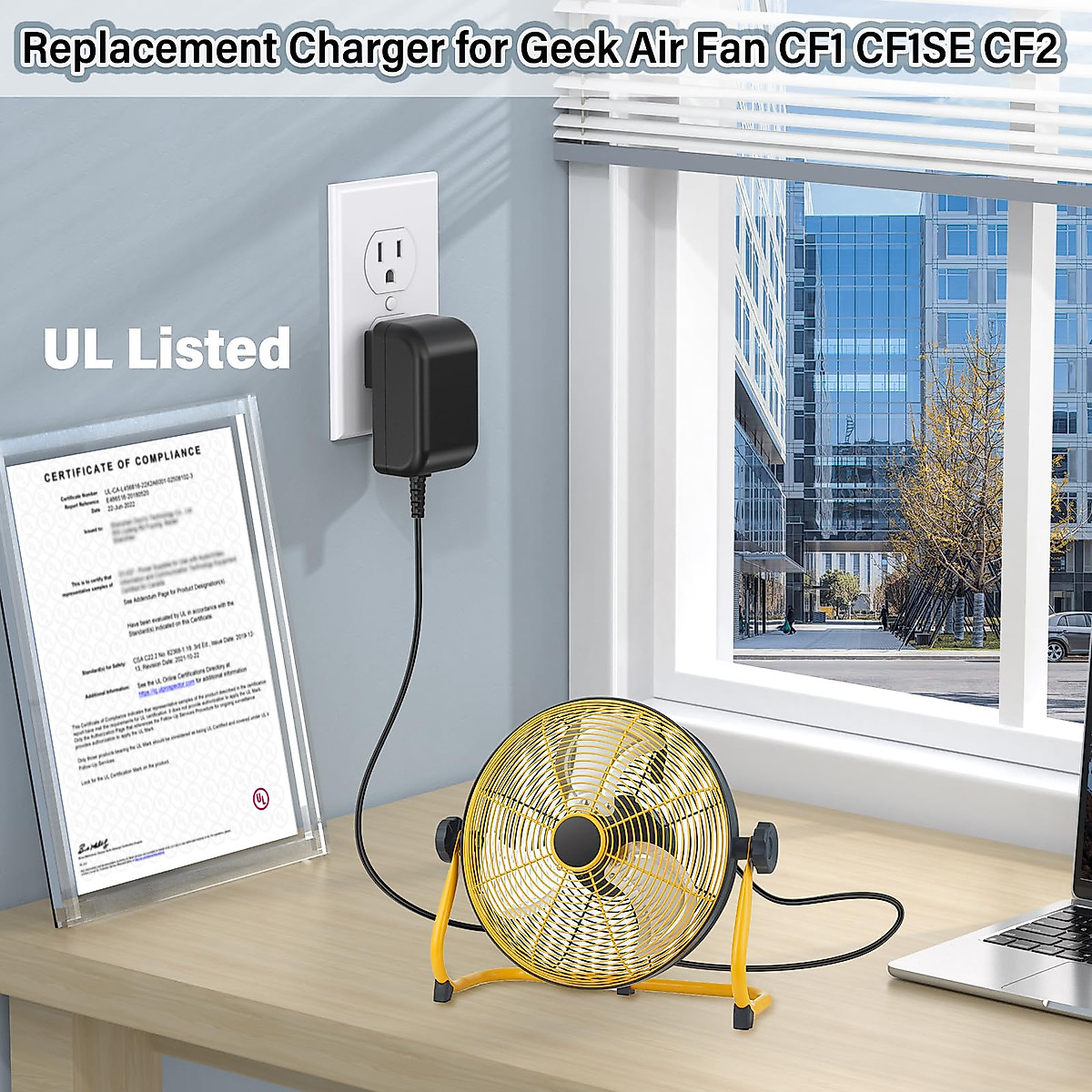 HIENADTOR 24V Charger Cord for Geek Aire CF1 CF1SE CF2 Rechargeable Outdoor High Velocity Camping Fan 12'' 16'' Power Cord Adapter for Geek Aire CF1-SE CF-1 CF-2 Portable Variable Speed Outdoor Fan