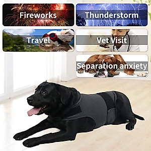 KittyStar Breathable Dog Shirt for Thunderstorm, Dog Anxiety Vest Jacket Warp,Puppy Calming Coat Anxiety Relief (M, Grey)