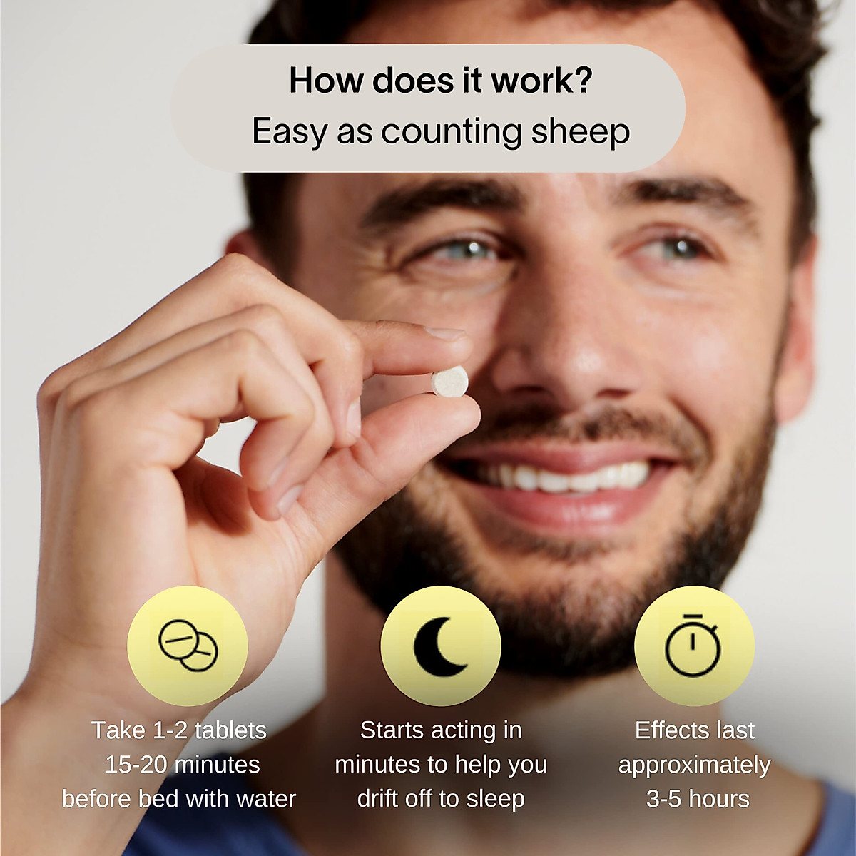 Sandland Fall Asleep Plus Melatonin, Natural Daily Sleep Supplement, 30 Dissolving Tablets, 3mg Melatonin, Magnesium, Valerian Root, L-Theanine, Peppermint Leaf, Made in The USA