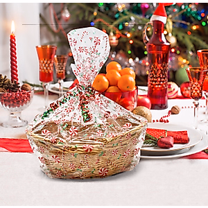 Gift Boutique Plastic Jumbo Christmas Cellophane Basket Bags with Twist Ties Pack of 24 Christmas Cookie Tray Cello Bags for Holiday Goody Party Favor Gift Wrapping Bags 24" x 30"
