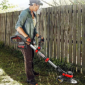 Mrzneaoch Battery Powered Weed Eater Newly Upgraded 8-Inch Blade Grass Trimmer for Lawn Trimmingtwigsbrush Cutting（Black）