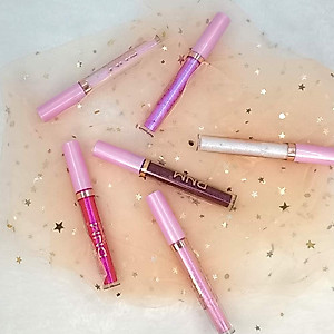 evpct 6Pcs Glitter Metallic Lip Gloss Liquid Lipstick Set Makeup Kit 6 Colors Diamond Shimmer Shinning Sparkly Sparkling Pink Red Lipstick Waterproof Long Lasting Face Eye Moisturizing High Gloss Glow