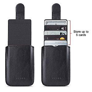 MUMUGUO Card Holder for Back of Phone,Pu Leather RFID Blocking 5 Pull Credit Card Cash Cell Phone Wallet Pocket Stick on Back iPhone