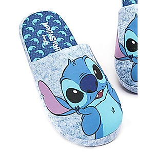 Disney Lilo and Stitch Slippers Womens Ladies Slip On Blue House Loafers 7/8 US
