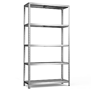 Tangkula Garage Storage Shelves for Free Combination, 5-Tier Heavy Duty Metal Shelving Unit, Multipurpose Organizing Rack for Basement Warehouse Garage, Simple Assembly, 39 x 16 x 74 Inch (1, Silver)