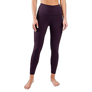 90 Degree By Reflex Power Flex Yoga Pants - High Waist Squat Proof Ankle Leggings with Pockets for Women - Fig Sugar - XS