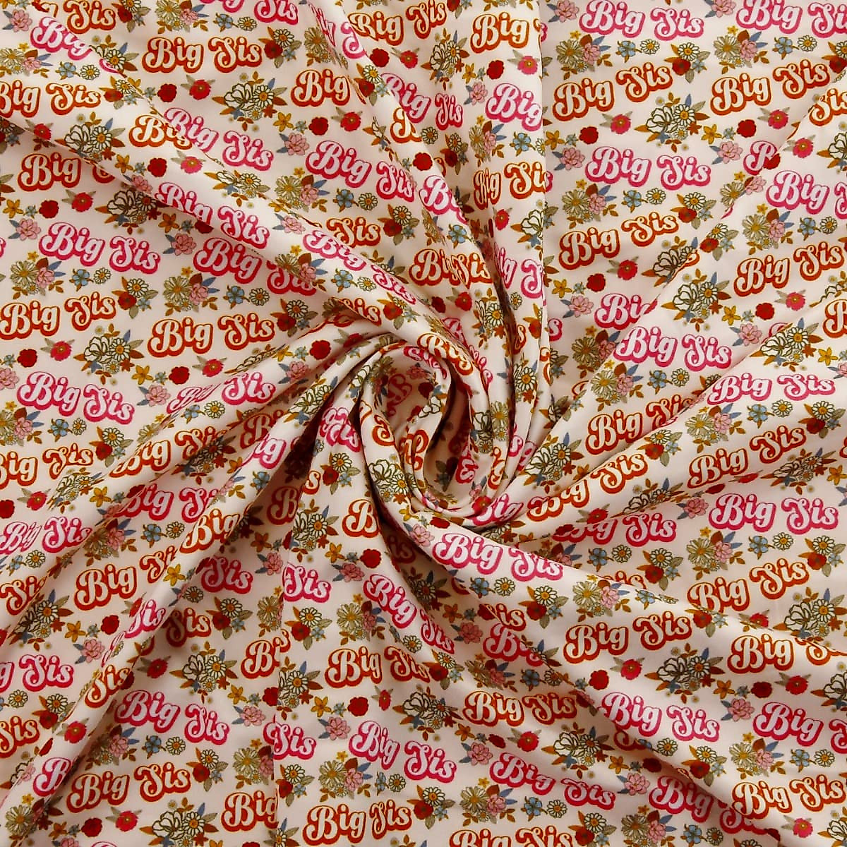 Lil Sis Retro Floral DBP Fabric - Double Brushed Polyester 4 Way Stretch - 1 yard