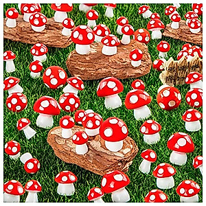 MGZTTHW Tiny Mushrooms for Crafts - Fairy Garden Mushroom - 60pcs Mini Resin Mushroom Decor- Fake Mushroom Miniatures Statue for Bonsai Micro Landscape Craft