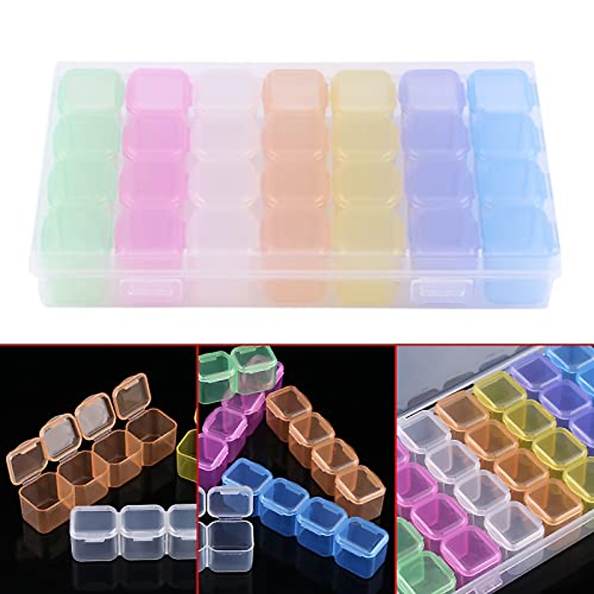 LIZEALUCKY 28 Grids Plastic Storage Box Jewelry Organizer Storage Embroidery Storage Boxes Nail Art Tools Display Storage Case