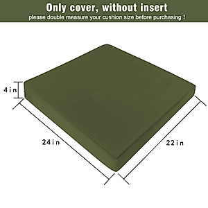 GUEGLSA Outdoor Cushion Covers 24x22x4 inch, Patio Seat Cushion Slipcovers Replacement, Waterproof Chair Cushion Slip Cover, Set of 2, Green