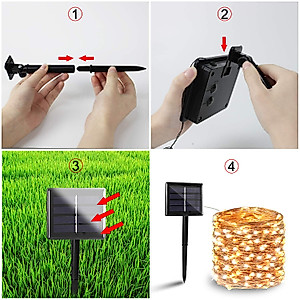 Solar String Lights Outdoor, 2-Pack Each 72FT 200 LED Solar Christmas Twinkle Lights Outside Waterproof Copper Wire with 8 Modes Solar Fairy Lights for Garden Tree Birthday Christmas Decor(Warm White)