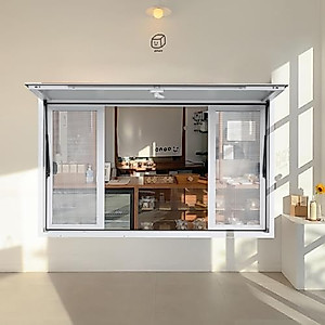 VEVOR Concession Window 60 x 36 inch, Aluminum Alloy Food Truck Service Window with 4 Horizontal Sliding Screen Windows & Awning Door & Drag Hook, Serving Window for Food Trucks Concession Trailers