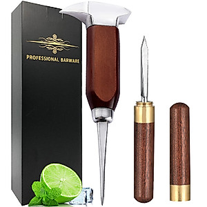 Ice Pick - 17cm / 7" Stainless Steel Ice Chipper with Wood Handle, Japanese Style Ice Crusher ideal for Bars, Bartender. Best Carving Tool (7 inch)