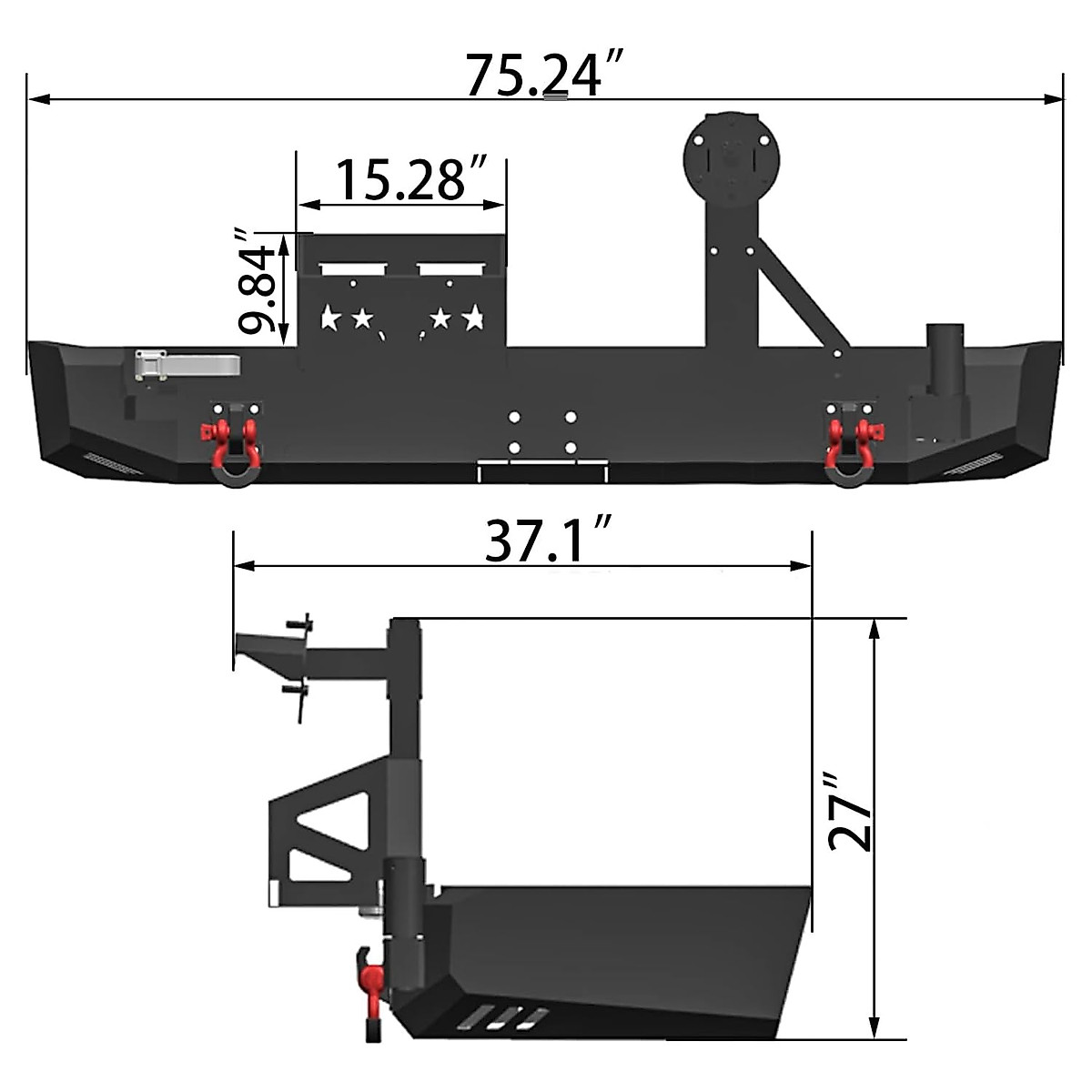 LUYWTE For 2015-2020 Toyota 4Runner Steel Rear Bumper W/Tire Carrier&Oil Drum Holder（Black Texture）