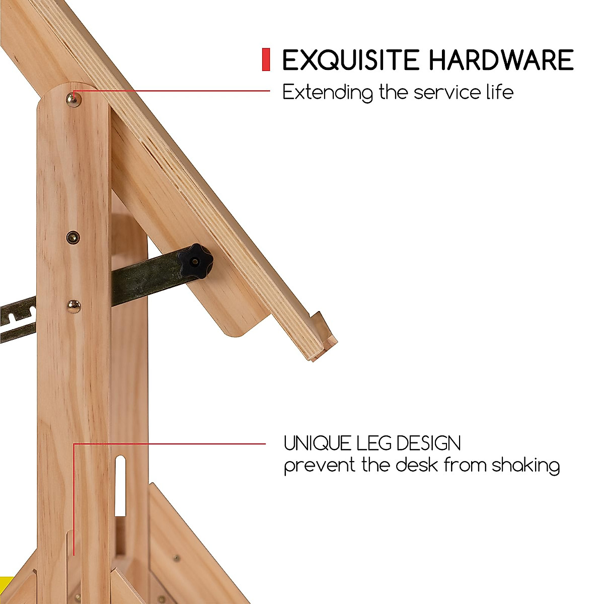 MEEDEN Solid Wood Drafting Table, Artist Drawing Desk, Writing Desk Studio Desk, Art Craft Table with Adjustable Height and Tiltable Tabletop for Artwork, Graphic Design, Reading