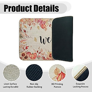 Voanos Fall Welcome Door Mat，Autumn Maple Leafs Pumpkins Theme Outdoor Entrance Doormat Non-Slip Rubber Matt for Indoor Fall Decor 17 x 30 Inch