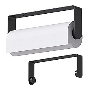 Mbillion Paper Towels Holder Under Cabinet Wall Mount and Self-Adhesive Paper Towel Rack for Kitchen Premium Grade SUS304 Stainless Steel Black