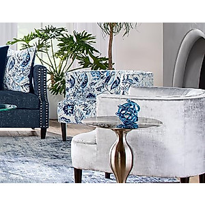 Roundhill Furniture Isla Chenille Oversized Living Room Barrel Accent Chair with Arms, Lyanna Indigo