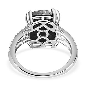 SHOP LC 925 Sterling Silver Black Solitaire Ring for Women Jewelry Karelian Shungite Size 7 Birthday Gifts for Women