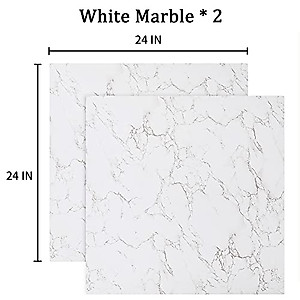 2 PCS Boards Photo Backdrop 2 Marbles Texture for Flat Lay, Food Photography Background 24x24 Inch, BEIYANG (Marble+Marble) …