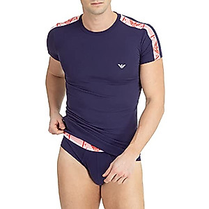 Emporio Armani Men's Textured Monogram Logo Band, Eclipse, Medium