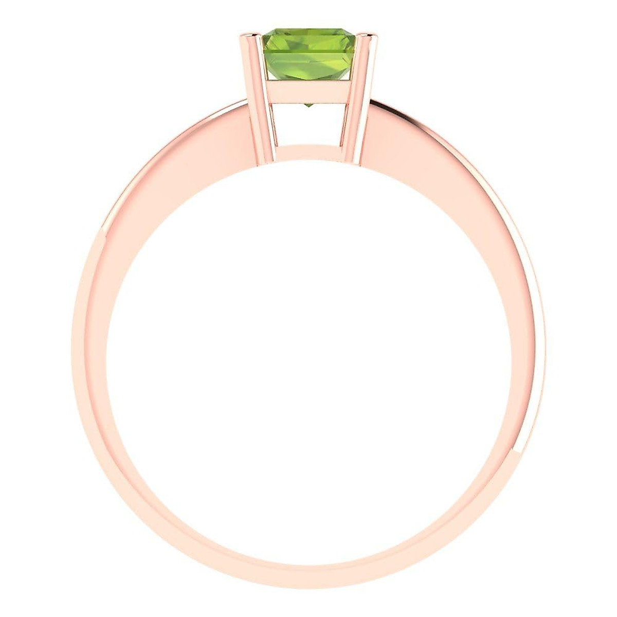 Clara Pucci 1.0 ct Radiant Cut Solitaire Genuine Natural Green Peridot Gem Engagement Bridal Promise Anniversary Ring 14k Rose Gold