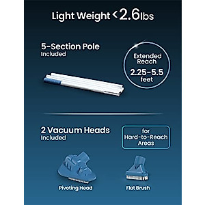 KOKIDO Swimming Pool Vacuum - Cordless Pool Suction Cleaner - Debris Filtration Great for Above Ground Pools, Hot Tubs, Spas, Jacuzzis - Handheld Rechargeable Battery Sweeper - XTROVAC 110 2022 UPDATE