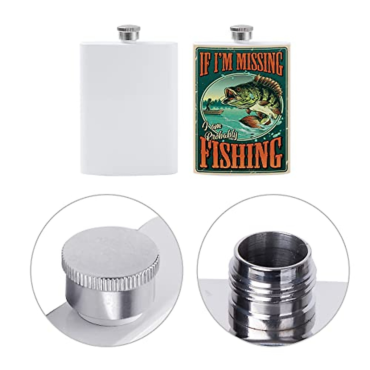 PYD Life Sublimation Stainless Steel Hip Flask Blanks White 8 OZ for Liquor,Leakproof Drinking Camping Pocket Wine Flask,Christmas Birthday Gifts 4 Pack