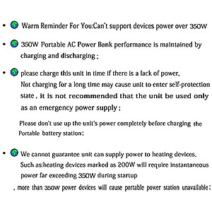 Portable Power Station 350W, Portable AC Outlet Power Bank 80000mAh/296Wh External Lithium Battery Portable Laptop Charger, Wireless Charging, Pure Sine Wave Power Source for Outdoor Tent Camping