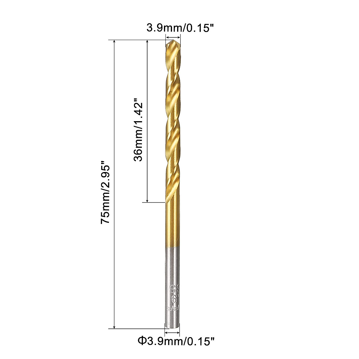 uxcell High Speed Steel Straight Shank Twist Drill Bit Fully Ground Titanium Coated 3.9mm Drilling Dia 2 Pcs