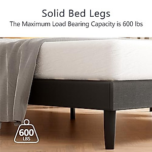 MTSVMP Queen Size Upholstered Platform Bed Frame with High-Adjustable Headboard and Solid Wood Slats Support, Non-Slip and Noise-Free,No Box Spring Needed, Easy Assembly (Queen)