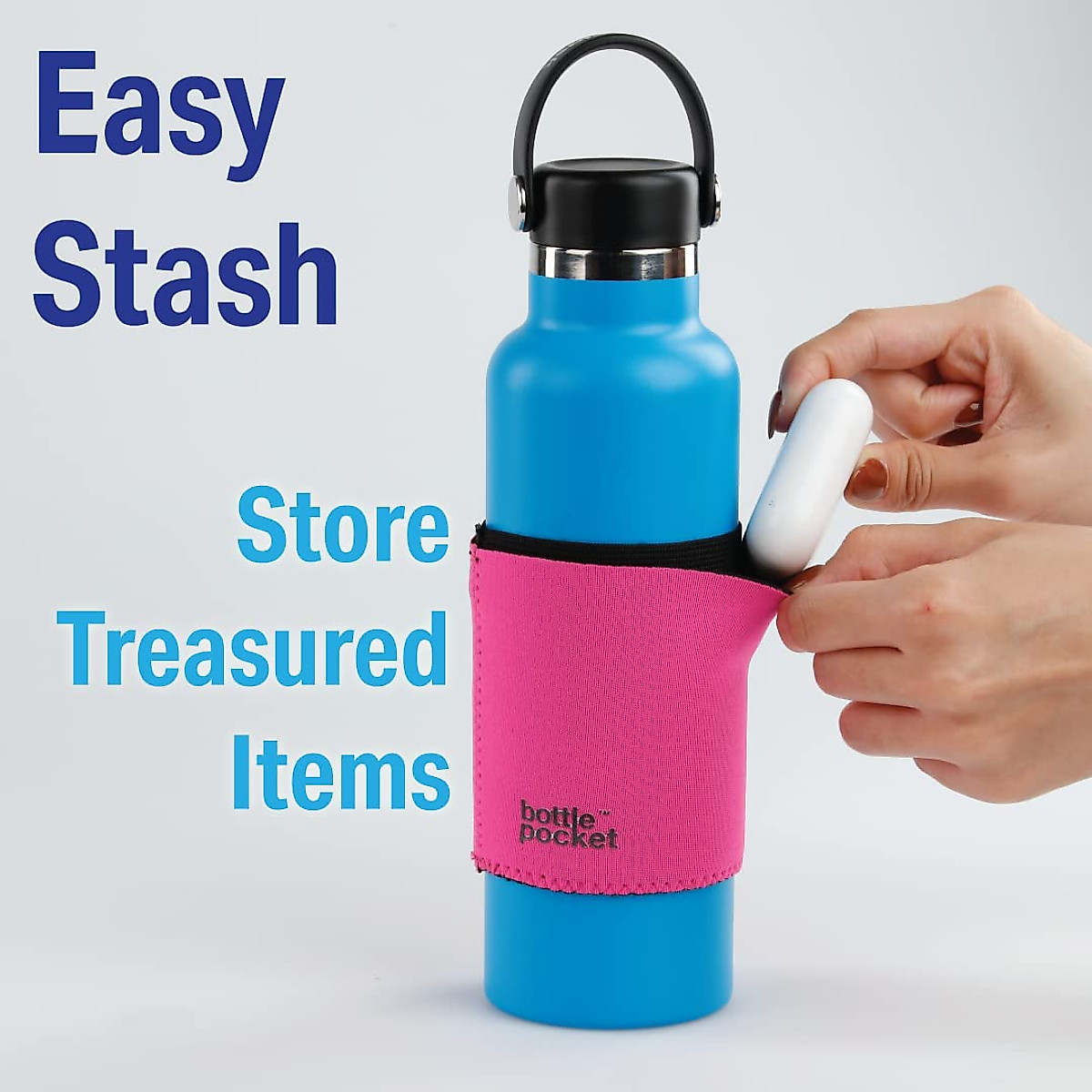 Bottle Pocket, Pocket for Bottle (Wide, Black & Gray)