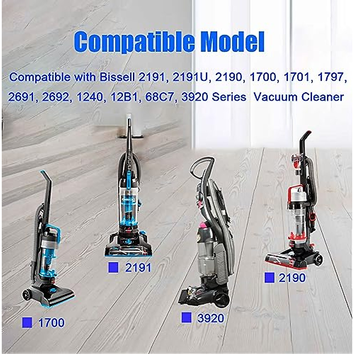 Vacuum Belts for Bissell 2191, 2191U, 2190, 1700, 1701, 1797, 2691, 2692, 1240, 12B1, 68C7, 3920 Series PowerForce Helix (Turbo) Vacuum Cleaner Replace Parts 2031093 (Pack of 2)