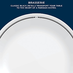 Corelle 6-Piece 8.5" Lunch Round Plates, Vitrelle Triple Layer Glass, Lightweight Round Plates, Salad Plates, Chip and Scratch Resistant, Microwave and Dishwasher Safe, Brasserie, Medium