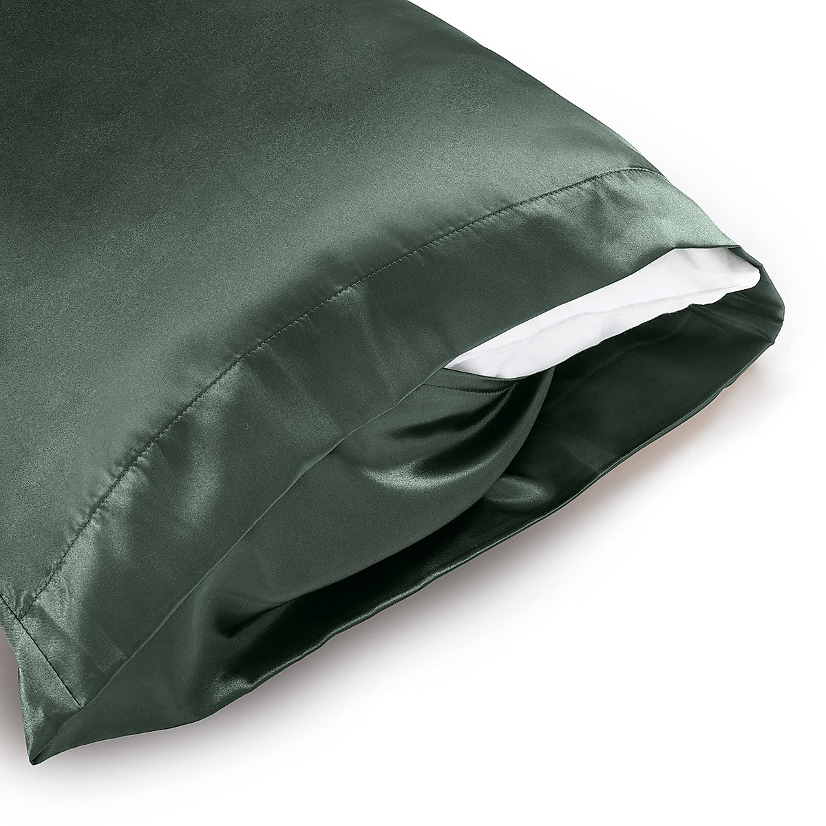 Vonty 2Pcs King Satin Pillowcases - 20x40 Pillow Cases, Forest Green Pillow Cases for Skin Friendly and Hair Protection - Cooling & Silky Satin Pillow Covers with Envelop Closure