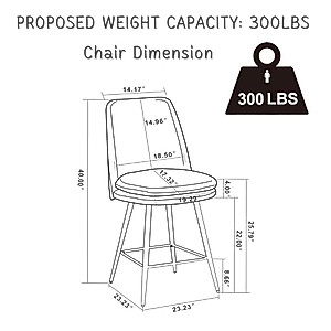 DRAGON GATE 26'' Counter Height Bar Stools Set of 2, Modern Upholstered Counter Stools with Seat Cushion & Metal Legs for Dining Room Kitchen Counter Island, Home Bar (Beige)