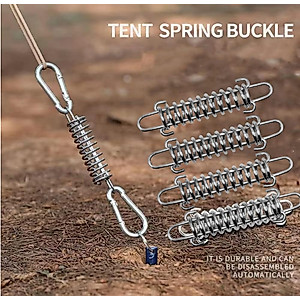 BRYHZKCM 4Pcs Tent Fixed Buckle Wind Rope Buckle Steel Fixed Buckle Tent Wind Spring for Camping Hiking,Chrome Plated Spring for Hammock Chair