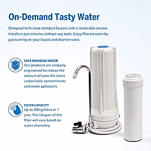 ProOne Coldstream Countertop Water Filter System, Includes Dedicated Faucet