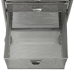 Rolling Carts with Wheels and Drawers, Metal Mesh 5 tier Rolling File Cart File Cabinet with Drawers Storage Cart, Silver