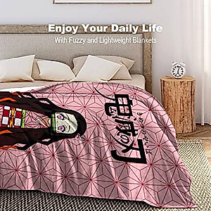 Anime Nezuko Blanket Super Soft Cozy Flannel Blankets and Throws Plush for Sofa Couch Bedding Decor Gifts 50"X40"