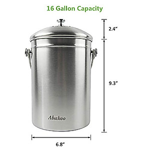 Compost Bin Countertop, Composter Bucket with Lid Abakoo 1.6 Gallon Stainless Steel Kitchen Waste Pail Plus 4pcs Bonus Charcoal Filters Clean & Odor Free