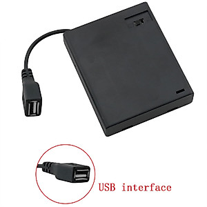 MTQY AA Battery Holder 2PCS 4 AA 6V Multi-Function Battery Storage Case Box with Cover,On/Off Switch and USB Cable