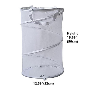 ANTING PRODUCTS Collapsible Laundry Baskets,Mesh Pop up Laundry Hamper,Pop up Hamper for Kids Room,Home, Laundry Room,White/Black Color (1pcs White)